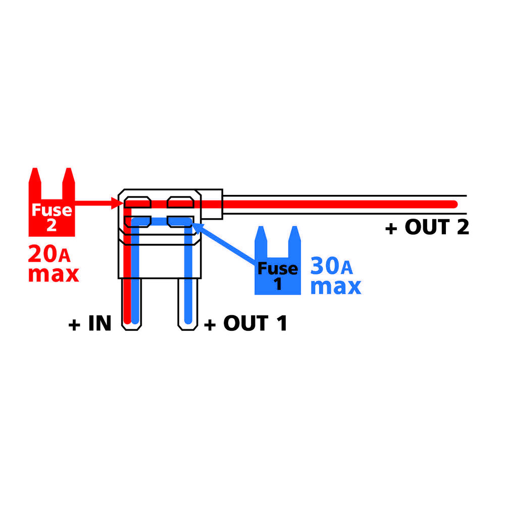 Biztosíték elosztó adapter 2db normál késes biztosítékhoz 12/24V Maxeed ...