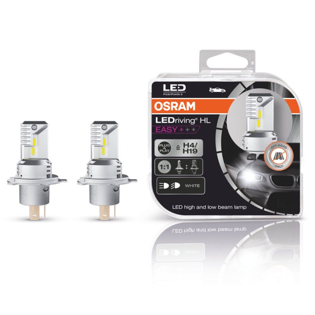 LED H4/H19/12V/19W/ Cool White 6500K Osram LEDriving HL Easy 64193DWESY ...