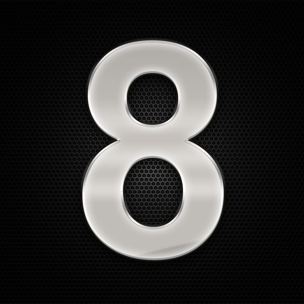 Öntapadó krómhatású műgyantás 8 szám 27 x 27 mm